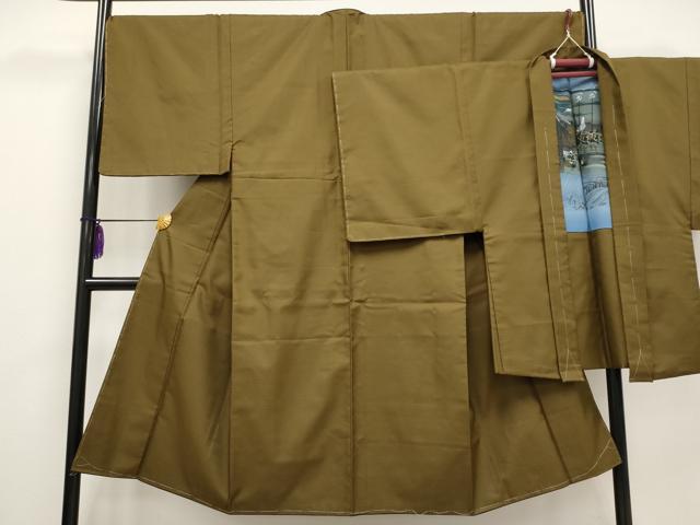 平和屋着物■極上　男性　お召　アンサンブル　亀甲柄　涅色地　逸品　未使用　CYAA3098s5