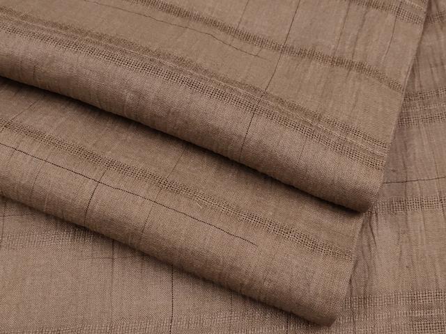 平和屋着物■極上　夏物　夢工房　上布　横段文　宗伝唐茶色　麻　逸品　CYAA3106s5