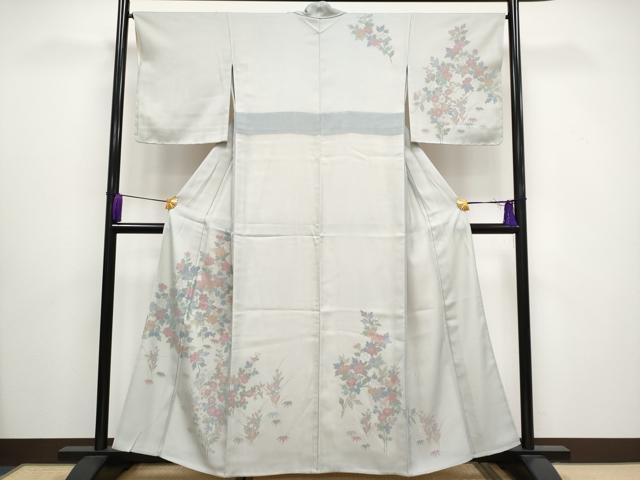 平和屋着物■極上　訪問着　紗袷　枝花文　千草鼠色地　逸品　未使用　CYAA3137s5