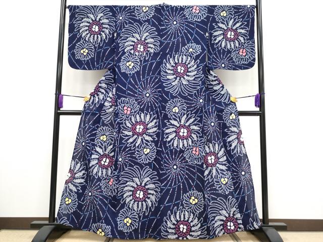 平和屋着物■極上　夏物　浴衣　有松鳴海絞り　乱菊　綿　逸品　CYAA3191s5