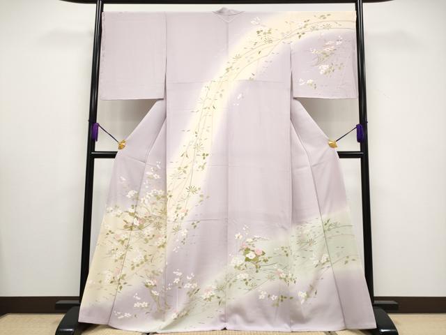 平和屋本店■極上　訪問着　枝花文　暈し染め　薄柿色地　逸品　未使用　CYAA3217s5