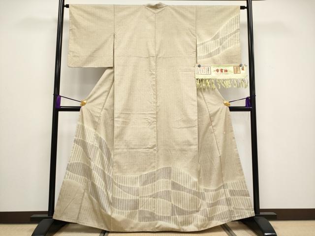 平和屋着物■極上　石川県指定無形文化財　牛首紬　白山工房　手織り　訪問着　流線文　証紙付き　逸品　CYAA3243s5