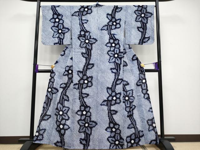 平和屋着物■極上　夏物　浴衣　有松鳴海絞り　枝花文　綿　逸品　CYAA3255s5