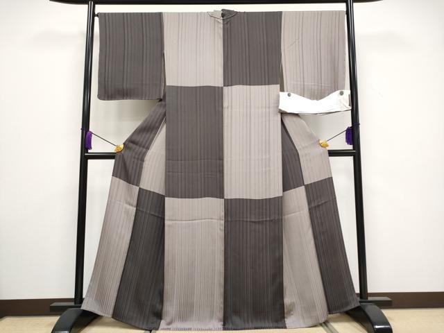 平和屋着物■極上　小紋　単衣　変わり市松文様　反端付き　逸品　未使用　CYAA3279s5