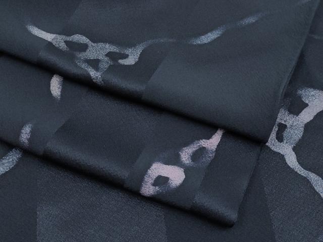 平和屋着物■極上　小紋　単衣　抽象文　黒地　やまと金ラベル　逸品　CYAA3292s5