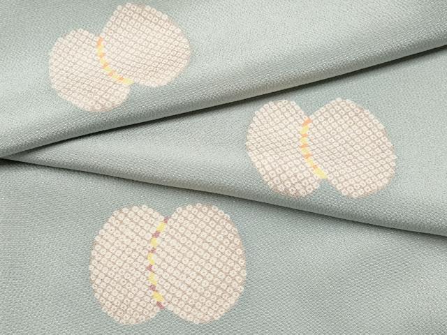 平和屋着物■極上　小紋　吉祥文　鬼しぼ縮緬　千草鼠色地　逸品　CYAA3327s5