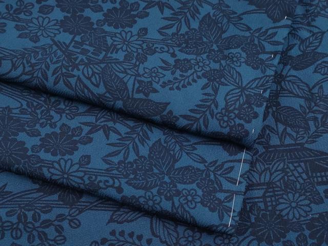 平和屋着物■極上　小紋　藍　型染め　御所解文　反端付き　逸品　未使用　CYAA3337s5