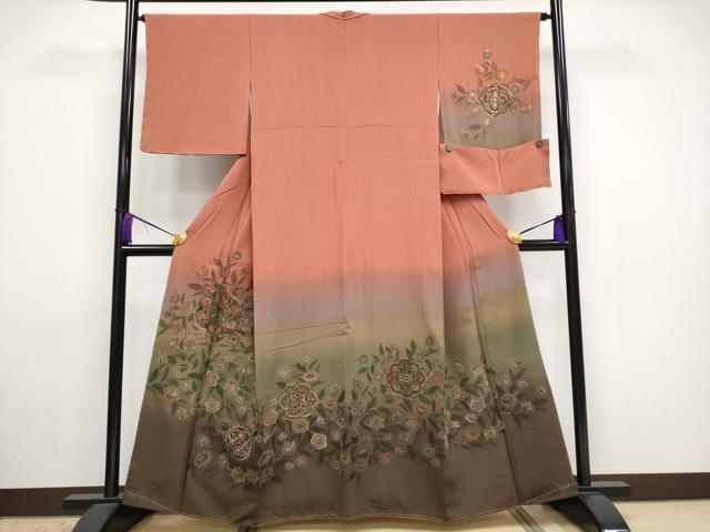 平和屋着物■極上　中国三大刺繍　スワトウ刺繍　総刺繍　訪問着　正倉院枝花文　暈し染め　金糸　反端付き　逸品　未使用　CYAA3344s5