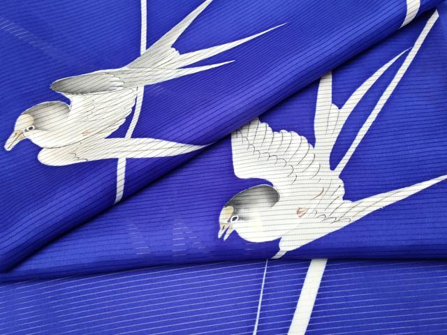 平和屋着物■極上　夏物　アンティーク　大正ロマン　小紋　絽　燕　紅桔梗色地　逸品　CYAA3351s5