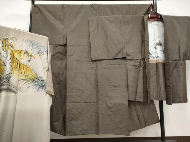 平和屋着物■極上　男性　本場大島紬　アンサンブル・長襦袢セット　キングサイズ　亀甲柄　逸品　CYAA3430s5