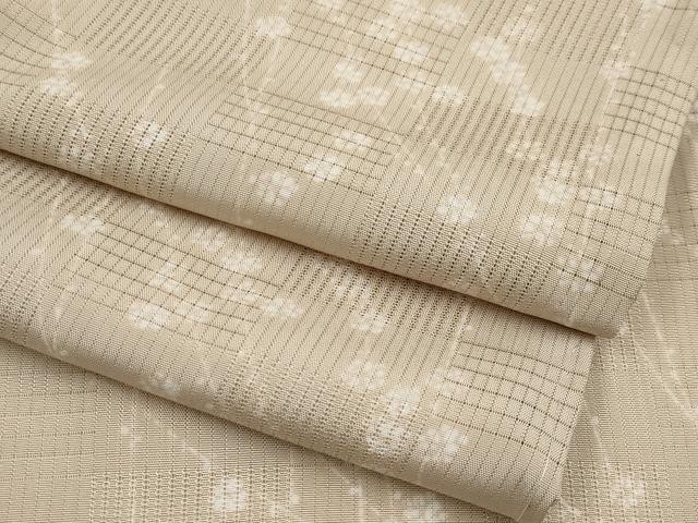 平和屋着物■極上　夏物　小紋　市松紋紗　枝花文　白茶色地　逸品　未使用　CYAA3441s5