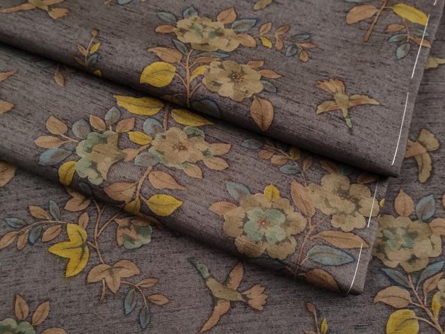 平和屋着物■極上　紬　花鳥文　紅消鼠色地　逸品　未使用　CYAA3444s5