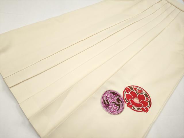 平和屋着物■極上　女性　行灯袴　総刺繍　花丸文　鳥の子色地　洗える着物　逸品　CYAA3458s5