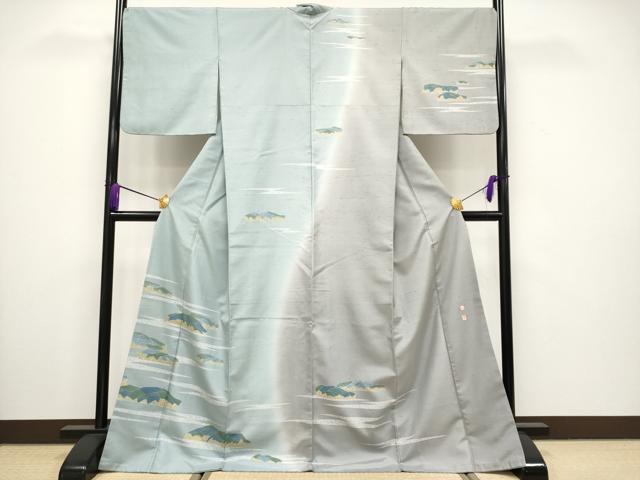 平和屋着物■極上　石川県指定無形文化財　牛首紬　白山工房　手織り　訪問着　作家物　霞文　逸品　CYAA3502s5