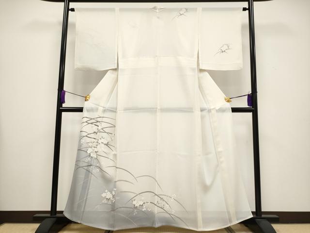 平和屋着物■極上　夏物　訪問着　絽　草花文　練色地　逸品　CYAA3509s5