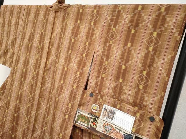 平和屋本店□極上 本場琉球絣 紬 草木染 カテキュー染 大城カメ作 証紙