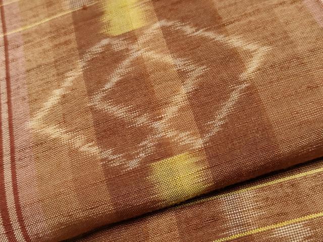 平和屋本店□極上 本場琉球絣 紬 草木染 カテキュー染 大城カメ作 証紙