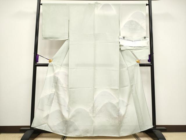 平和屋着物■極上　夏物　訪問着　刺繍　遠山枝葉文　暈し染め　銀彩　反端付き　逸品　CYAA3536s5