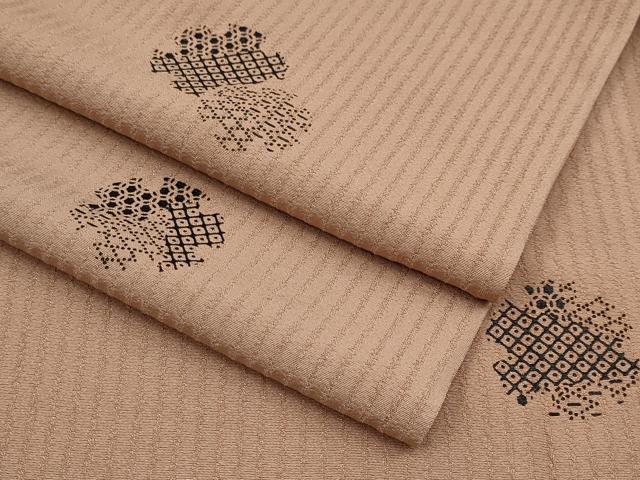 平和屋着物■極上　印傳　小紋　単衣　雪輪重ね文　梅染色地　逸品　CYAA3555s5