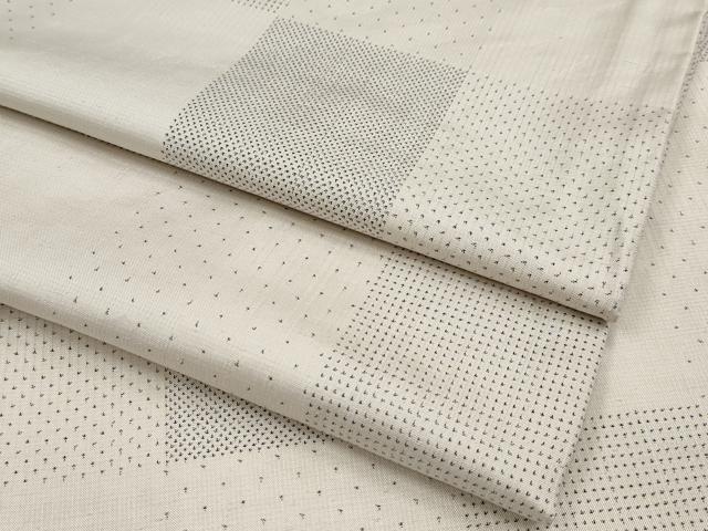 平和屋着物■極上　本場大島紬　白大島　単衣　9マルキ　市松文様　練色地　逸品　CYAA3559s5