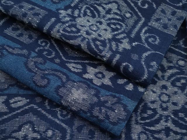 平和屋本店■極上　久留米絣　単衣　花唐草文　綿　逸品　CYAA3560s5