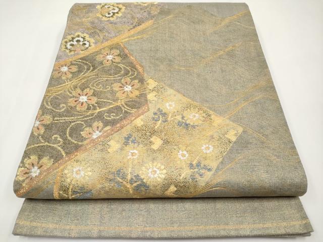 平和屋着物■極上　名門　しょうざん　生紬　紙屋川伝承　絹漉貴　太鼓柄袋帯　花唐草文　金銀糸　逸品　CYAA3599s5