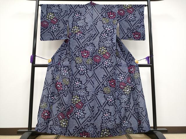 平和屋着物■極上　夏物　浴衣　有松鳴海絞り　枝花文　綿　逸品　CYAA3650s5