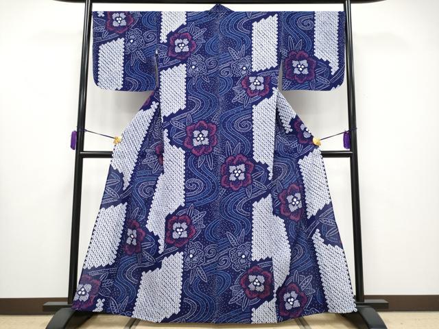 平和屋着物■極上　夏物　浴衣　有松鳴海絞り　流水花文　綿　逸品　未使用　CYAA3664s5