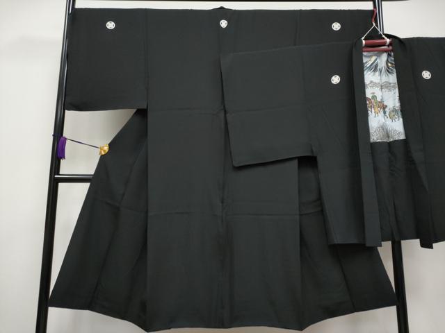 平和屋着物■極上　男性　黒紋付　羽織セット　逸品　CYAA3710s5