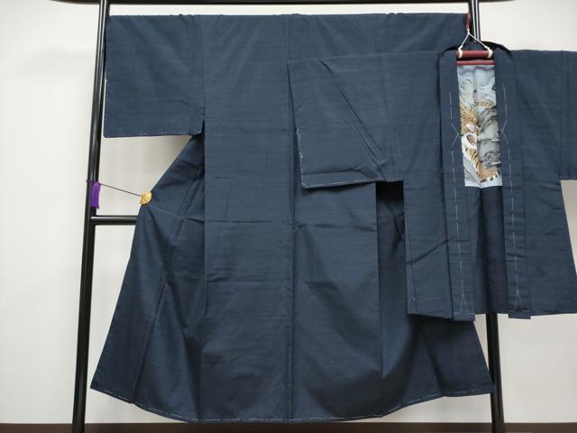 平和屋着物■極上　男性　紬　アンサンブル　色無地　青褐色地　逸品　未使用　CYAA3711s5