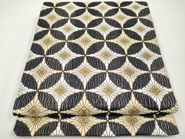 平和屋着物■極上　六通柄袋帯　唐織　七宝花菱文　黒地　金糸　逸品　CYAA3741s5