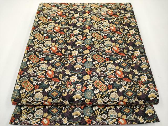 平和屋着物■極上　六通柄袋帯　唐織　宝尽くし　黒地　金糸　逸品　CYAA3751s5