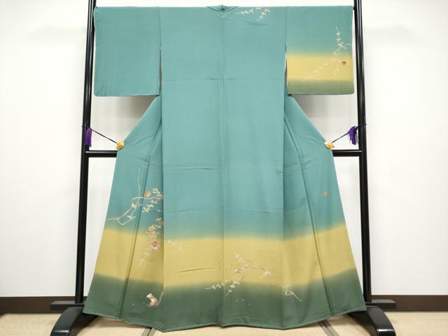 平和屋着物■極上　訪問着　作家物　ザクロ　リス　暈し染め　虫襖色地　逸品　未使用　CYAA3781s5