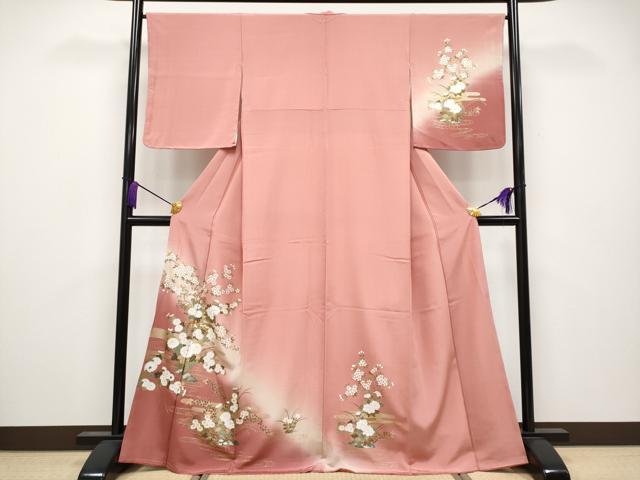平和屋着物■極上　訪問着　霞花車文　暈し染め　金銀彩　薄紅色地　逸品　未使用　CYAA3793s5