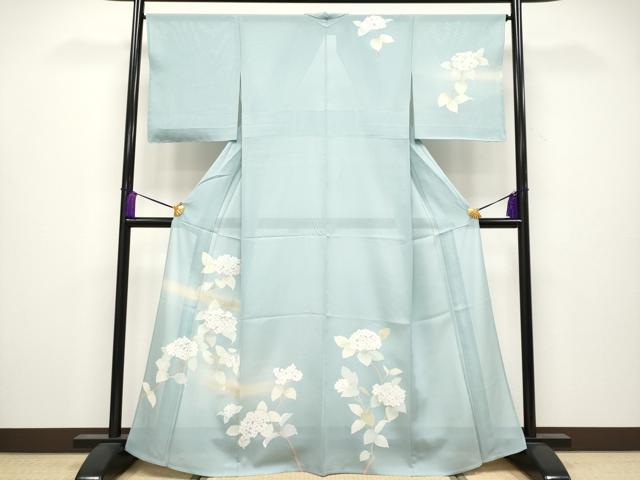 平和屋着物■極上　夏物　訪問着　絽　紫陽花　暈し染め　金銀彩　秘色色地　逸品　未使用　CYAA3825s5