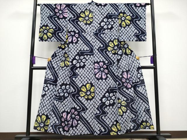 平和屋着物■極上　夏物　浴衣　有松鳴海絞り　草花文　綿　逸品　CYAA3883s5