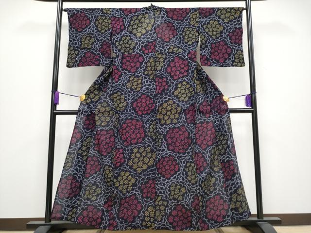 平和屋着物■極上　夏物　浴衣　有松鳴海絞り　花尽くし　黒地　綿　逸品　CYAA3892s5