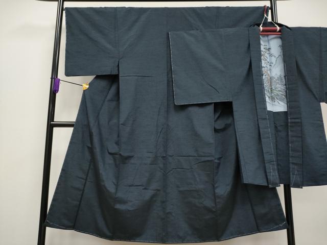 平和屋着物■極上　男性　紬　アンサンブル　色無地　藍鉄色地　逸品　未使用　CYAA3913s5