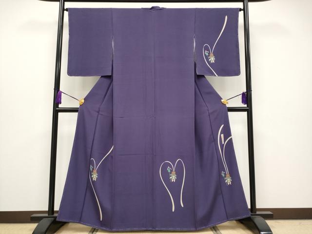 平和屋本店●極上　世界的人形師　辻村寿三郎　ジュサブロー　訪問着　兎　深紫色地　逸品　未使用　CYAA4067s6