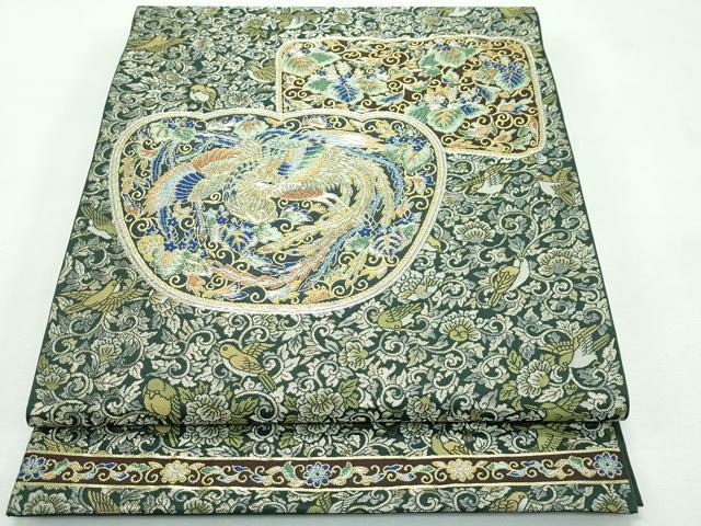 平和屋本店■極上　西陣　川島織物　六通太鼓柄　本袋帯　唐織　鳳凰花唐草文　金銀糸　三越扱い　逸品　CZAA1086s5