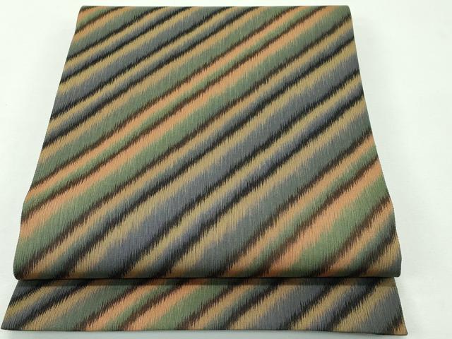 平和屋本店■極上　伝統工芸士　曽根武勇　両面　全通柄袋帯　斜線文　逸品　未使用　CZAA1157s5