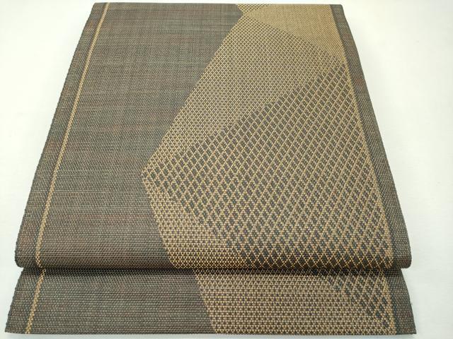 平和屋本店■極上　本場筑前博多織　草木染　手織工房　染匠：小森久　八寸名古屋帯　切嵌文様　金糸　逸品　CZAA1176s5