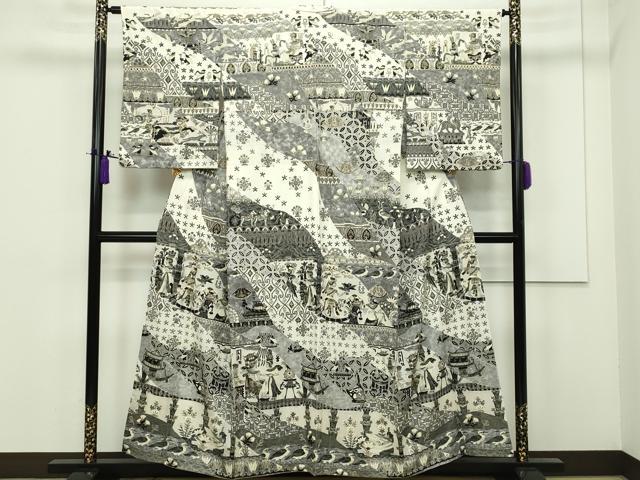 平和屋本店■極上　訪問着　総刺繍　スワトウ刺繍　壁画文様　金糸　逸品　CZAA1376s5