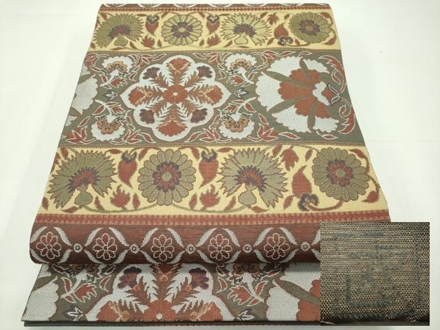 平和屋本店■最高級　人間国宝　北村武資　経錦　六通柄袋帯　更紗花文　金糸　逸品　未使用　CZAA1417s5