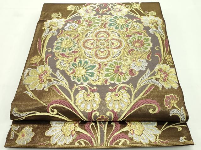 平和屋本店■極上　西陣　川島織物　六通柄　本袋帯　更紗花文　金銀糸　逸品　CZAA1651s5