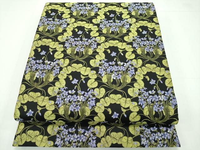 平和屋本店■極上　西陣　木野織物　菱屋善兵衛謹製　六通柄袋帯　草花文　黒地　逸品　未使用　CZAA1666s5