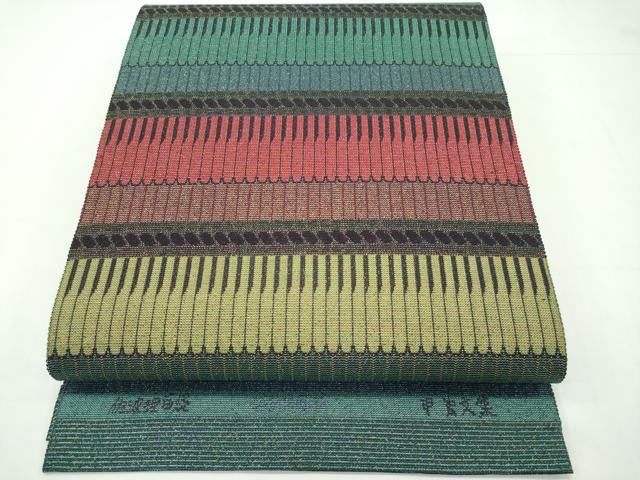 平和屋本店■極上　織の宝石・ダイヤモンドカット　佐波理綴　甲冑文集　八寸名古屋帯　一重帯　金糸　逸品　CZAA1670s5