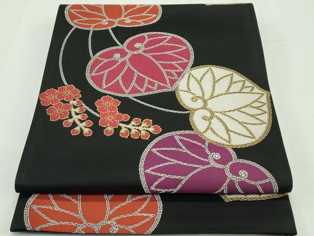 平和屋本店■極上　撫松庵　六通柄袋帯　葵　黒地　金銀糸　逸品　CZAA1705s5