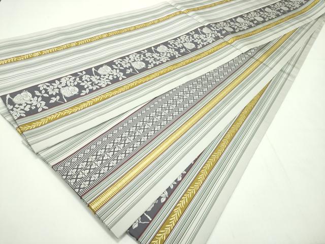 平和屋本店■極上　本場筑前博多織　両面　全通柄袋帯　フクロウ　金糸　健勝苑扱い　逸品　CZAA1714s5