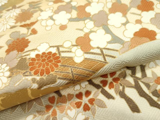 平和屋本店□極上 訪問着 雲取り草花文 暈し染め 金彩 逸品